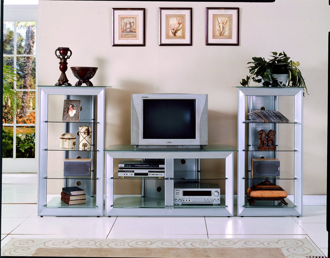 Homelegance Metal and Glass TV Stand 8010-T at Homelement.com