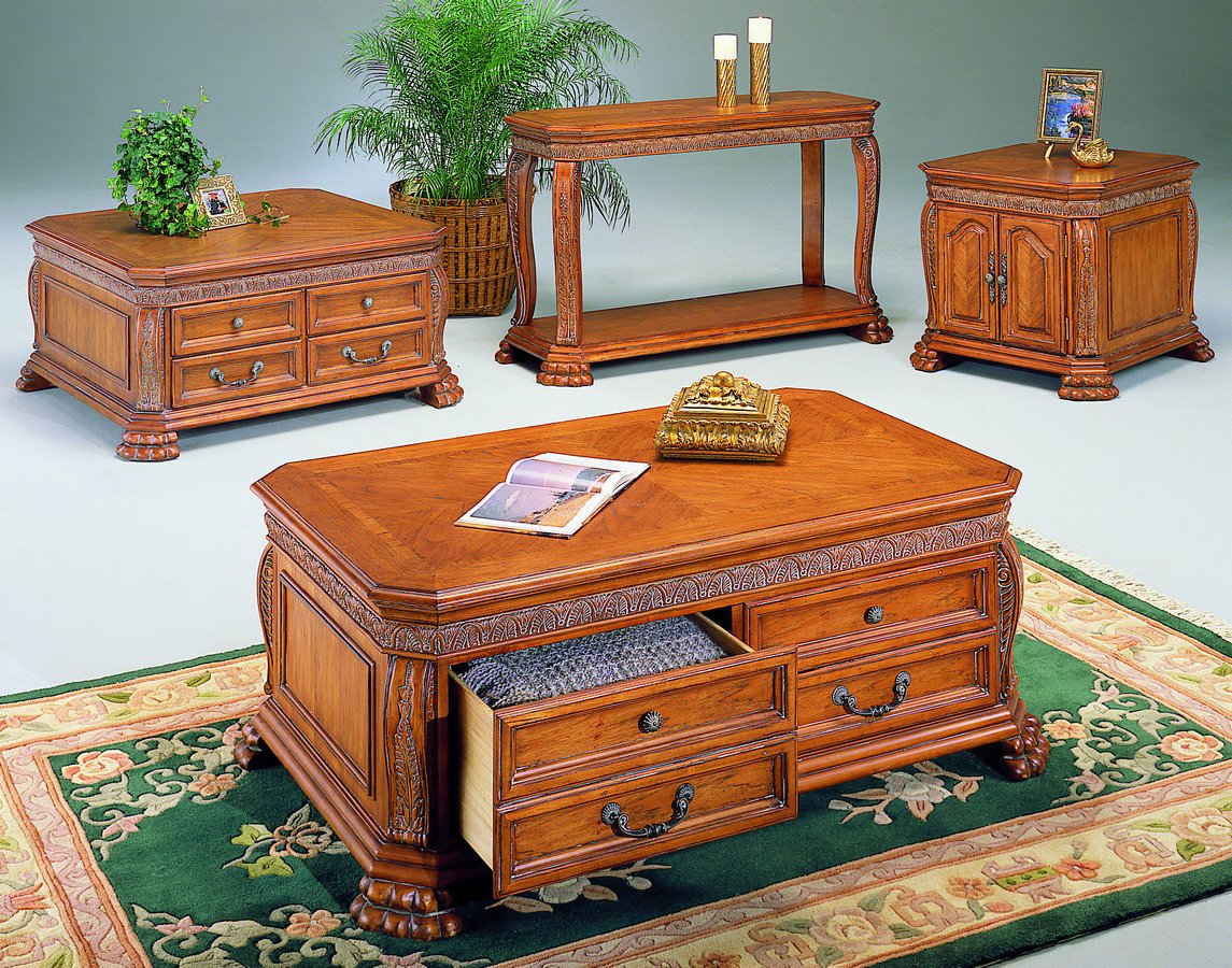 Homelegance Caspian Square Cocktail Table with 4 Drawers 904-01 at ...