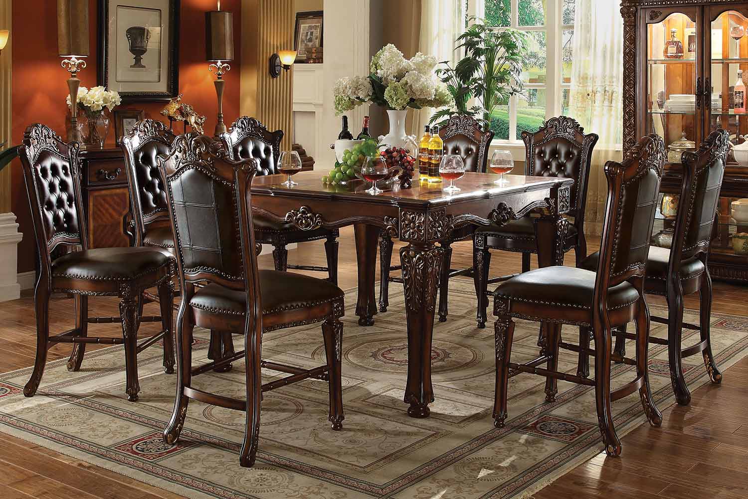 Acme Vendome Counter Height Dining Set - Cherry 62025-Din-Set at ...