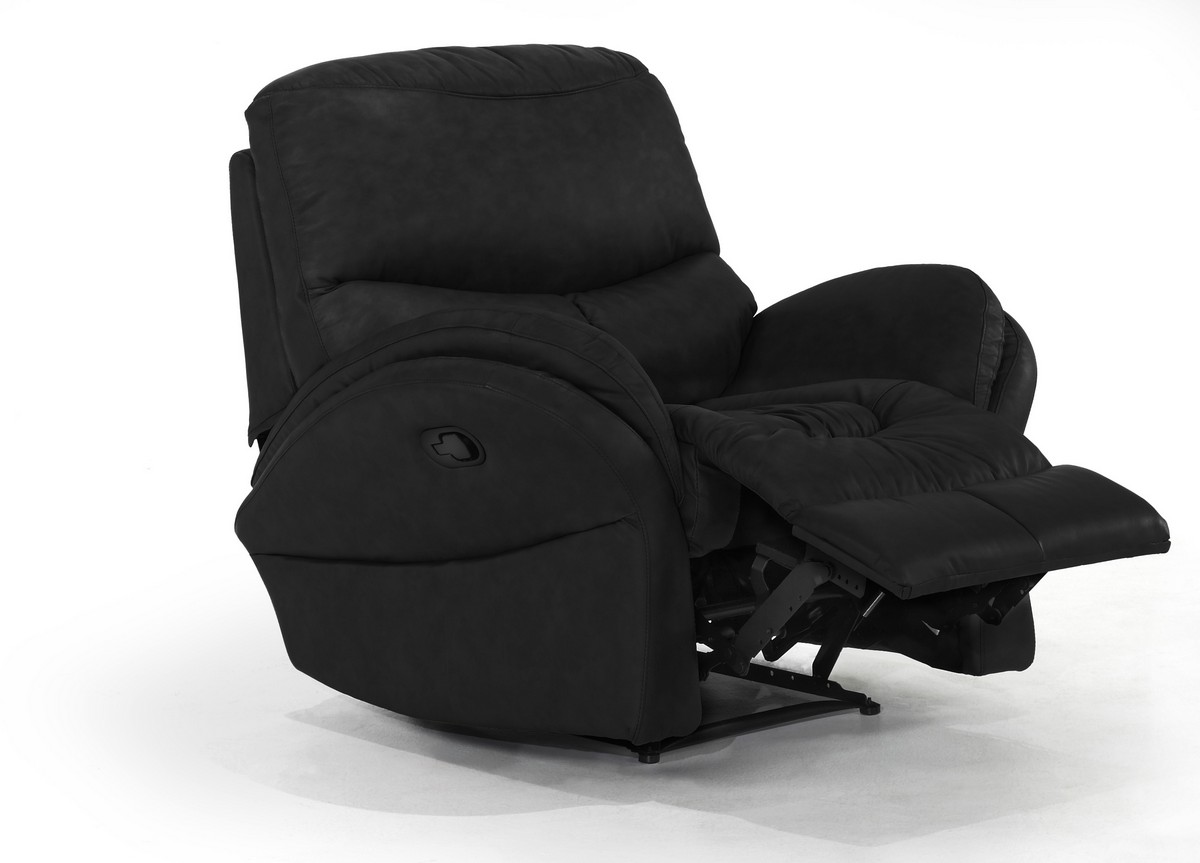 Armen Living Idaho Recliner Chair Black Leathermatch AL-LC85521BL at ...
