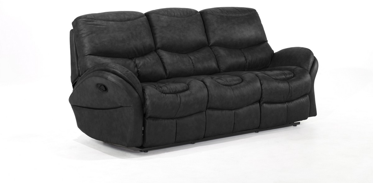 Armen Living Idaho Recliner Sofa Black Leathermatch AL-LC85523BL at ...