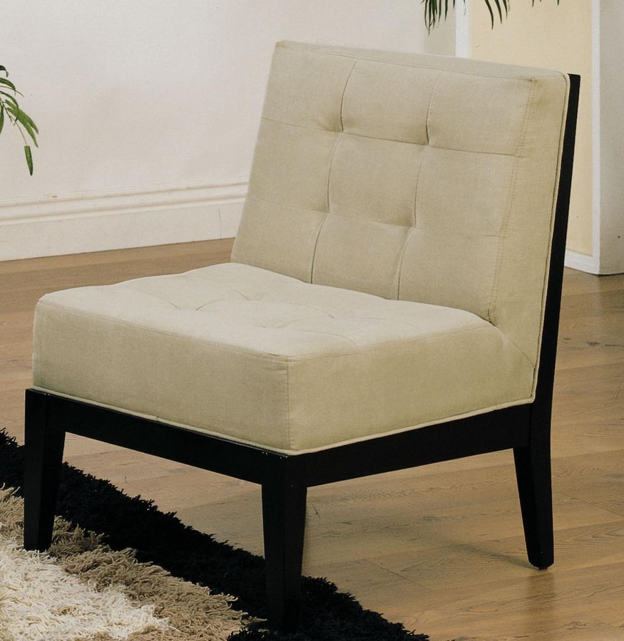 Armen Living Dupont Armless Chair Micro Fiber Beige - Espresso Legs AL ...