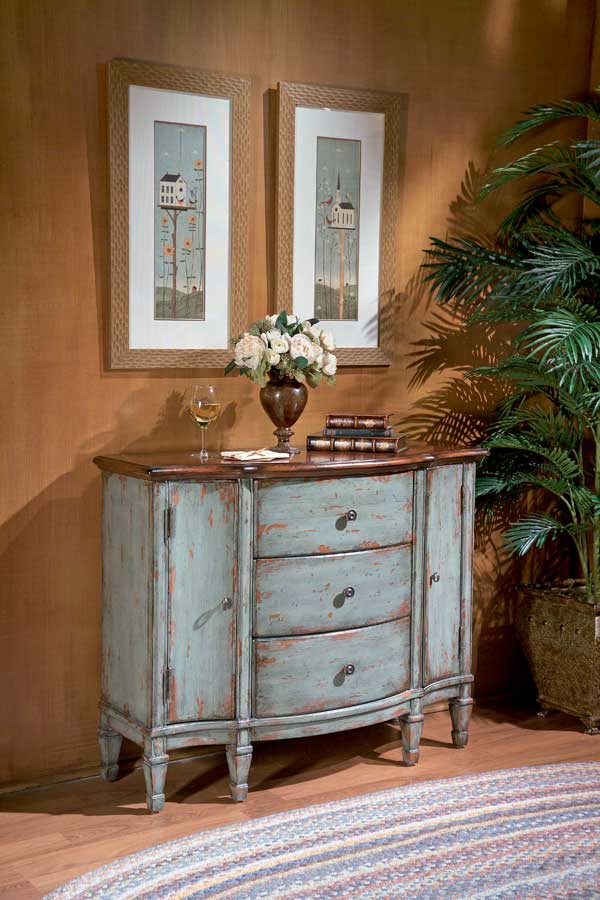 Butler Barn Blue Hand Painted Console Cabinet BT-674091 at Homelement.com
