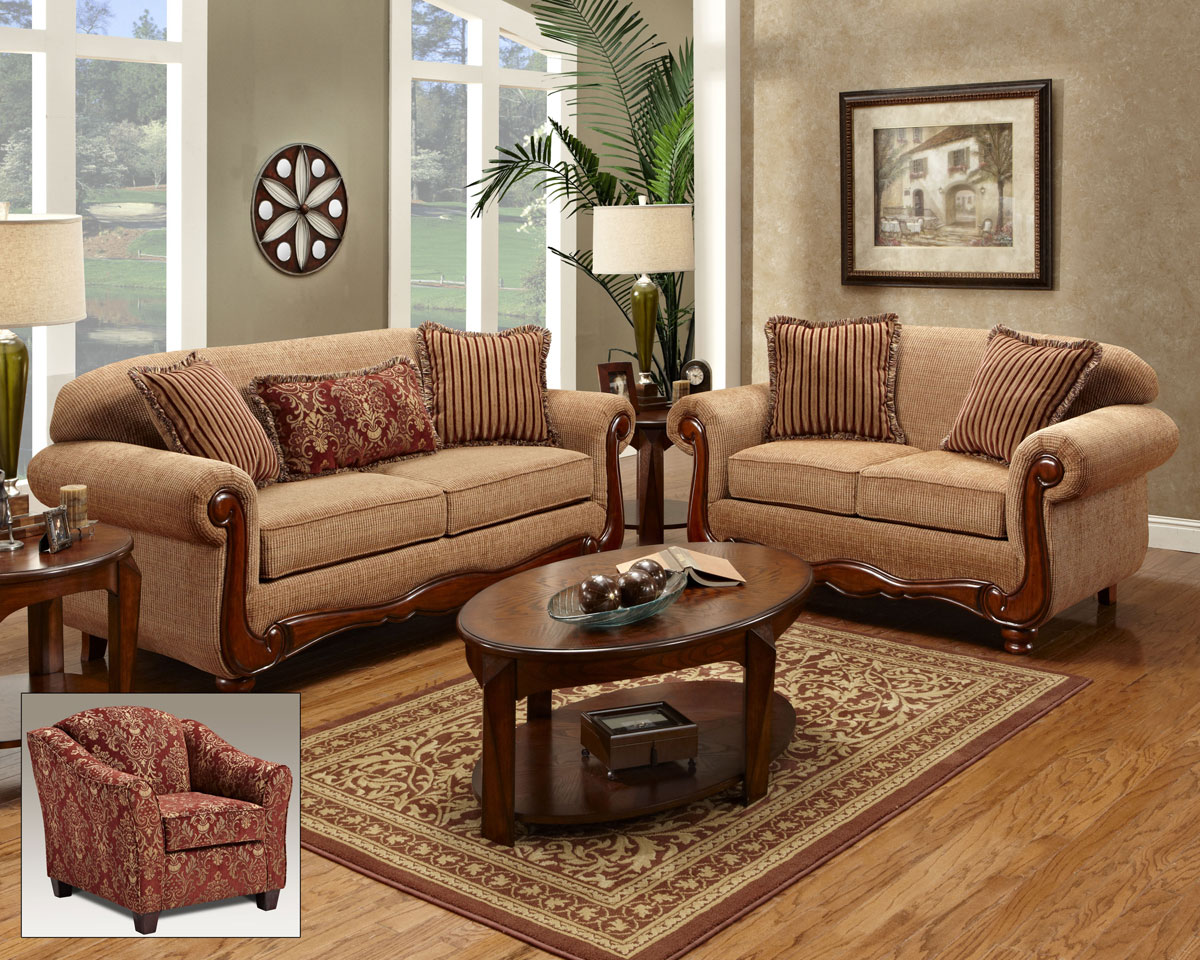 Chelsea Home Linda Sofa Set - West Umber - Chelsea CHF-1000-SET at ...