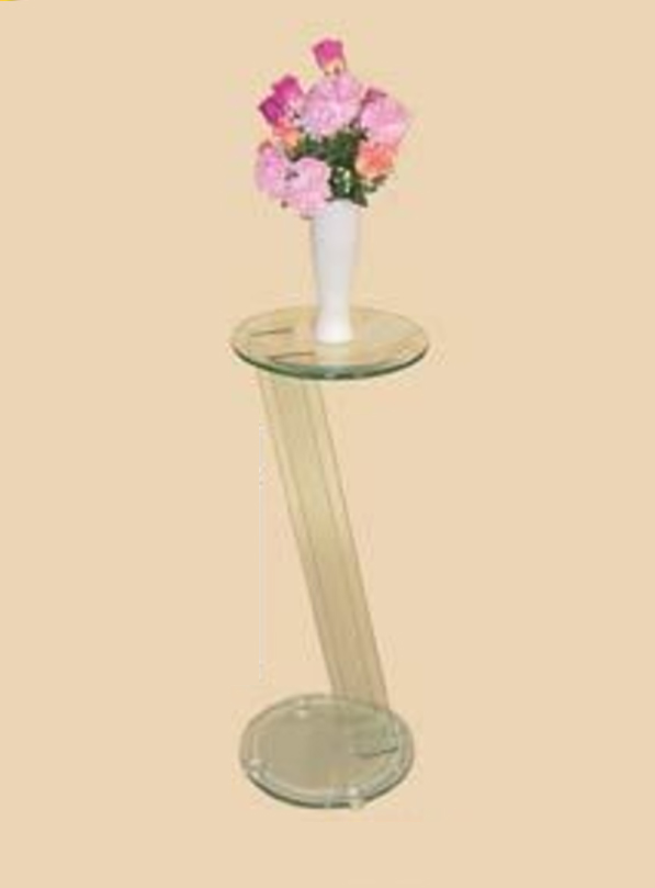 Chintaly Imports 30 Inch Glass Angled Pedestal Round Top Table CI-3938 ...