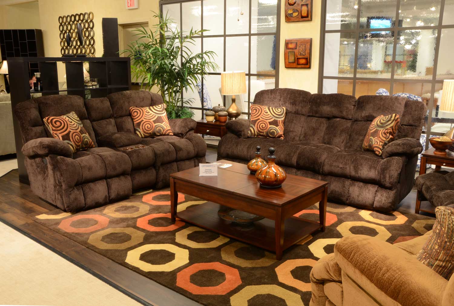CatNapper Concord Lay Flat Reclining Sofa Set - Mahogany CN-1421-Sofa ...