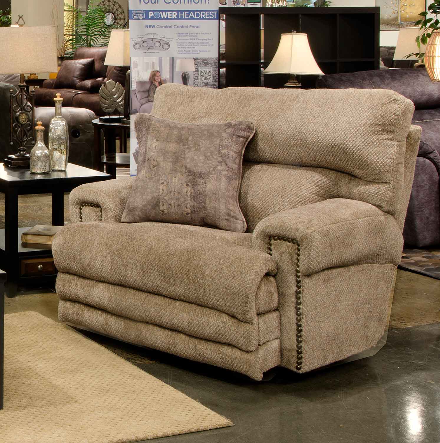 CatNapper Garrison Power Recliner Chair - Camel/Pewter CN-626607-180436 ...