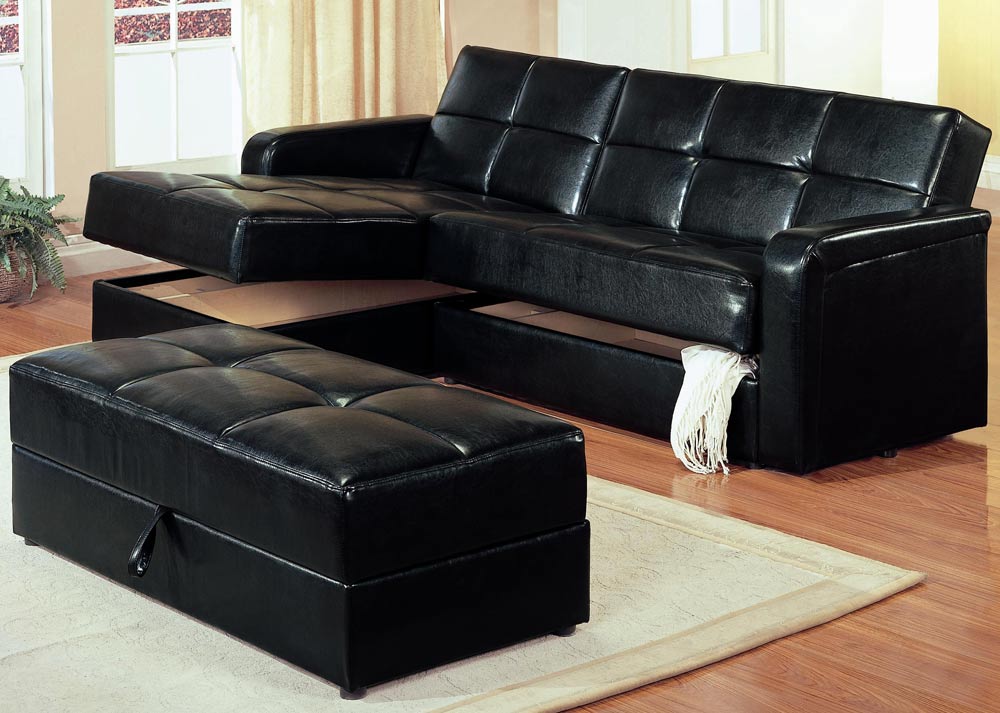 Coaster Kuser Chaise Storage Sofa - Black 300166 at Homelement.com