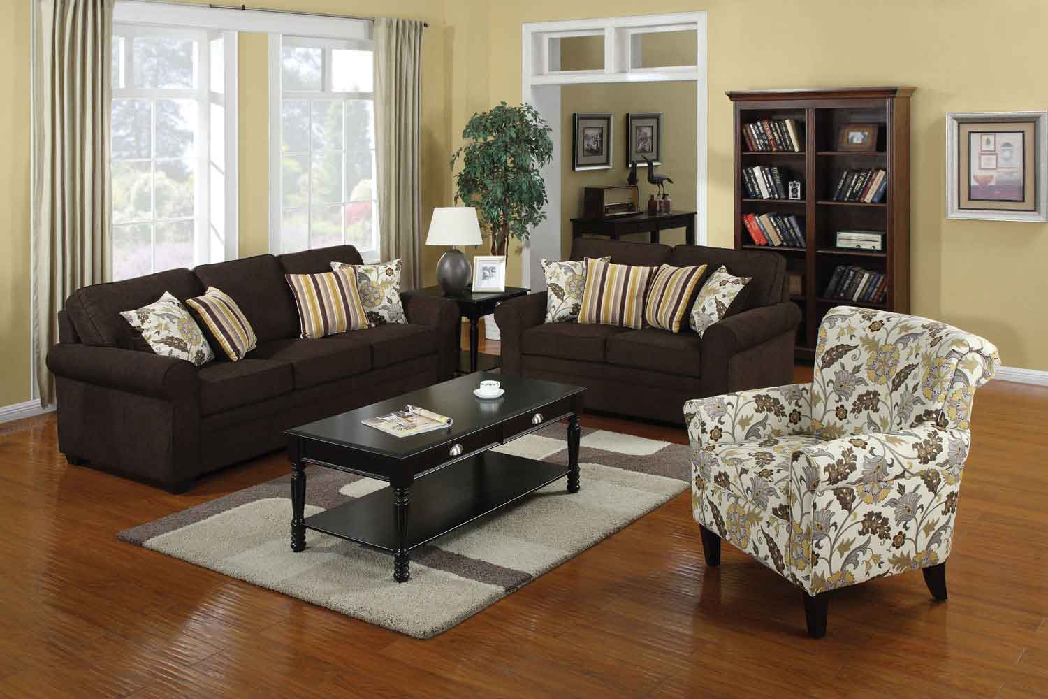 Coaster Rosalie Living Room Set - Brown Black 504241-LivSet at ...
