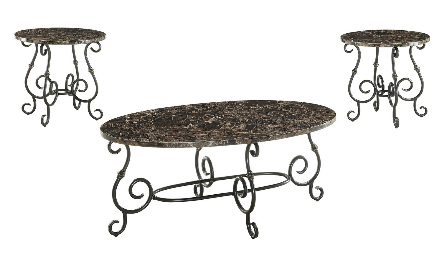 Coaster 700187 3-Pc Coffee/Cocktail Table Set - Black 700187 at ...