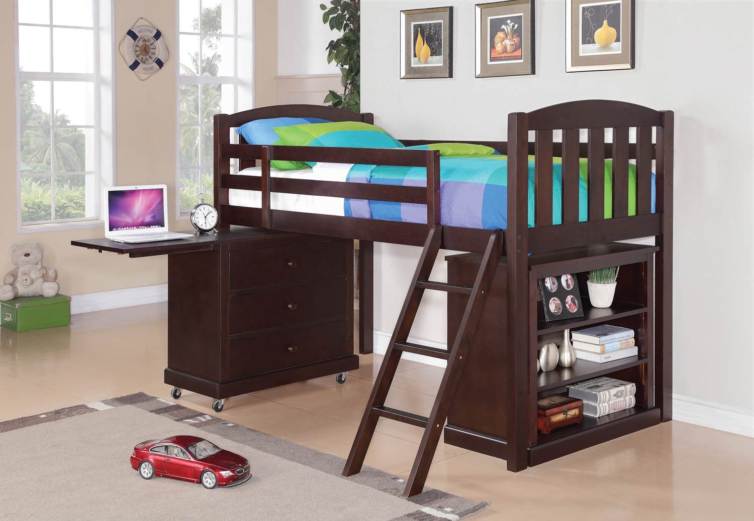 Coaster Anders Loft Bed Set - Cappuccino Anders-Loft-Bed-Set at ...