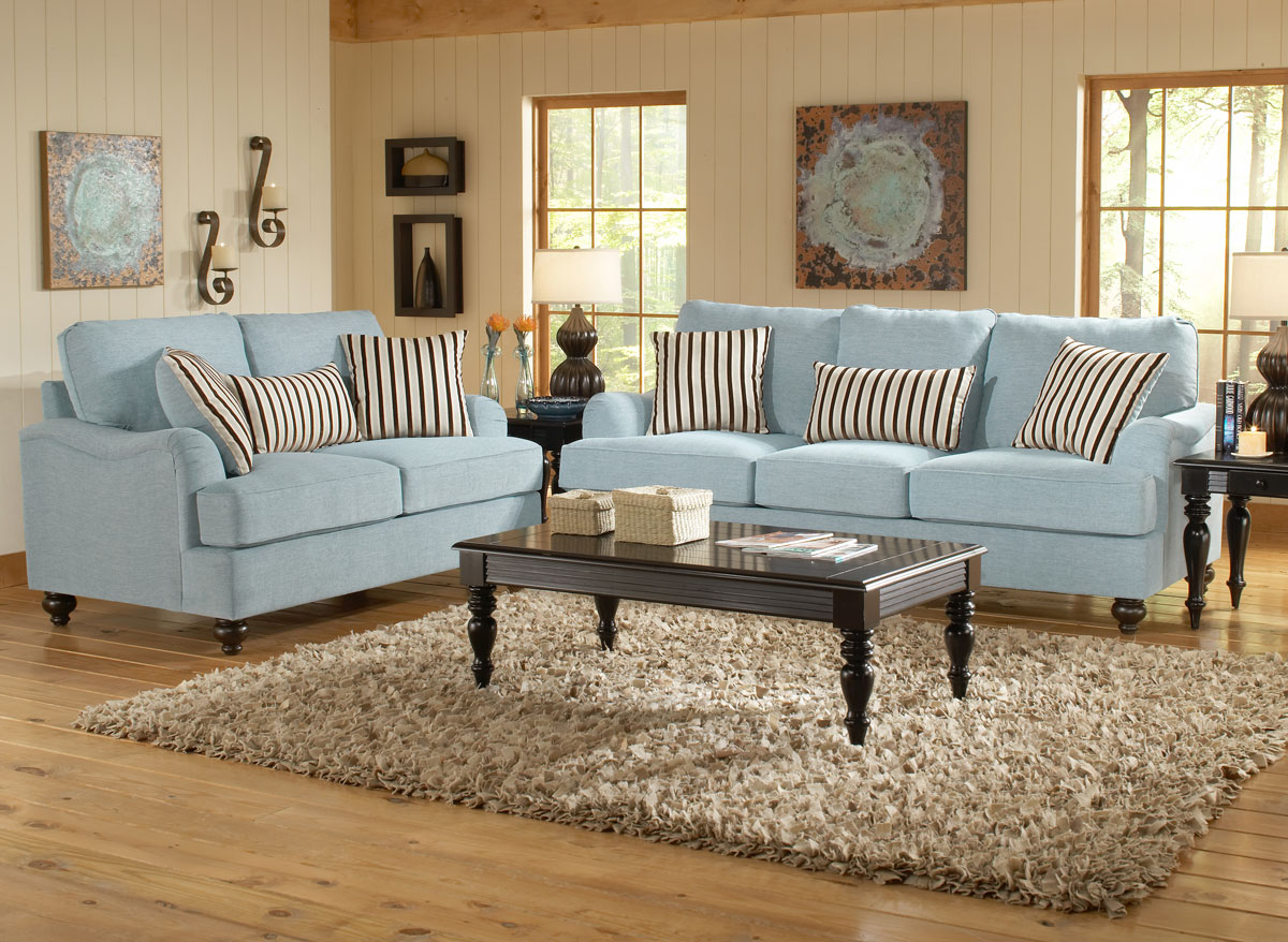 Chelsea 6750 Haberdasher Chambray Sofa Set 6750-Sofa-Set at Homelement.com