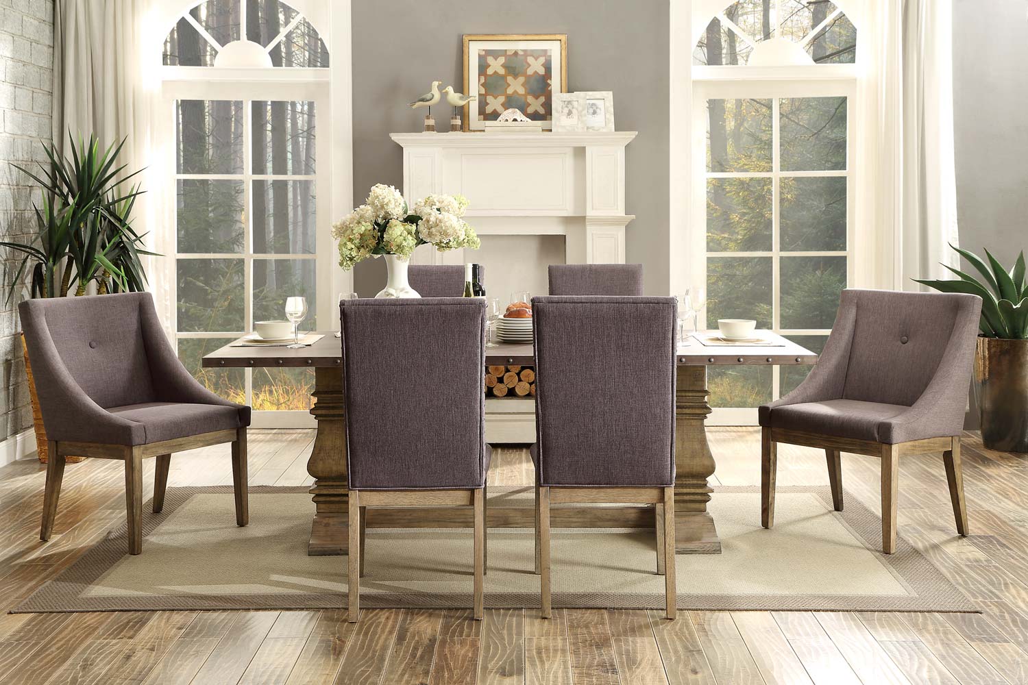 Homelegance Anna Claire Dining Set S1-S3 - Driftwood/Zinc D5428-84-S1 ...
