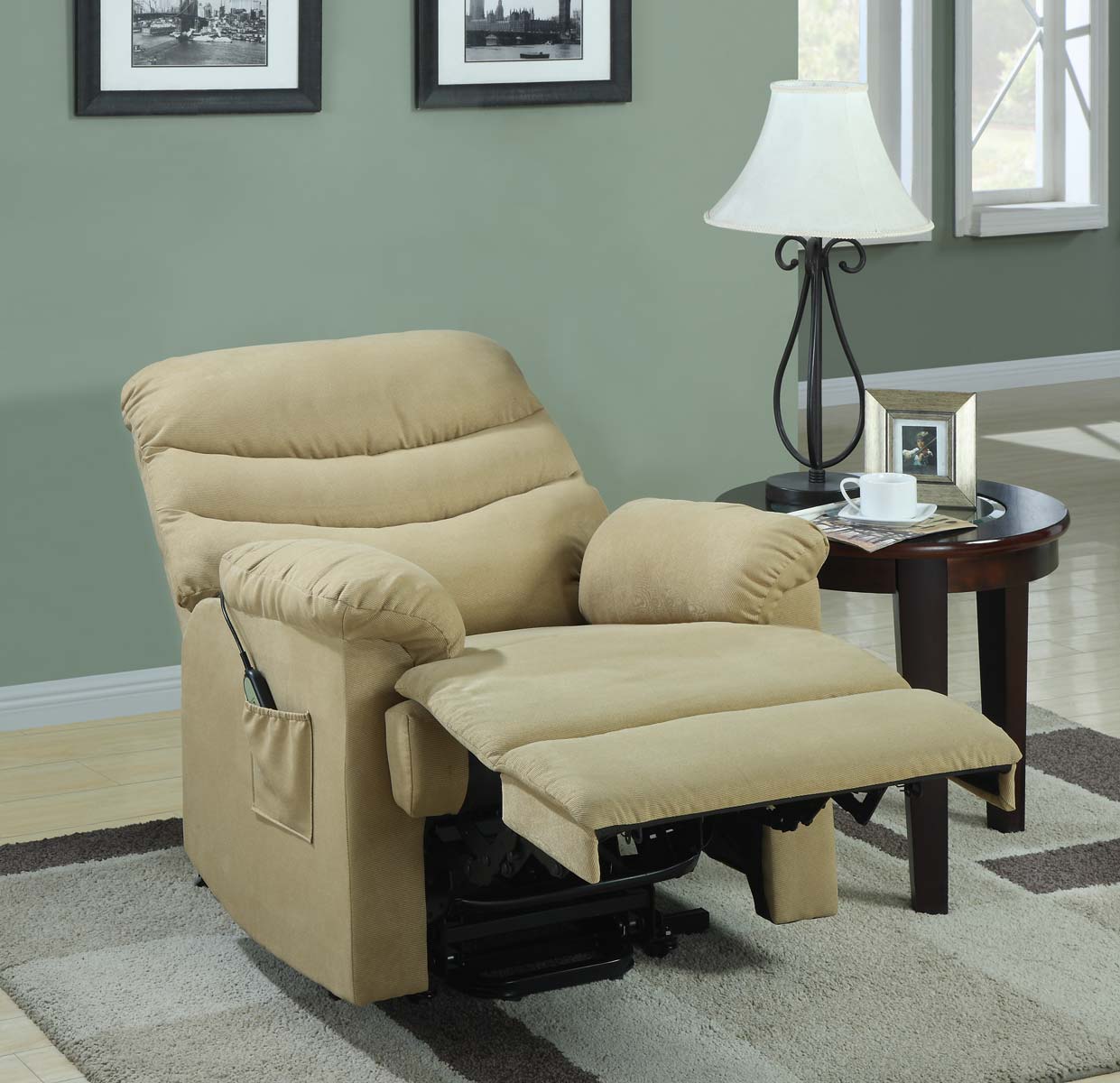 Homelegance Elevated Power Lift Chair - Beige - Microfiber 9769-1LT at ...
