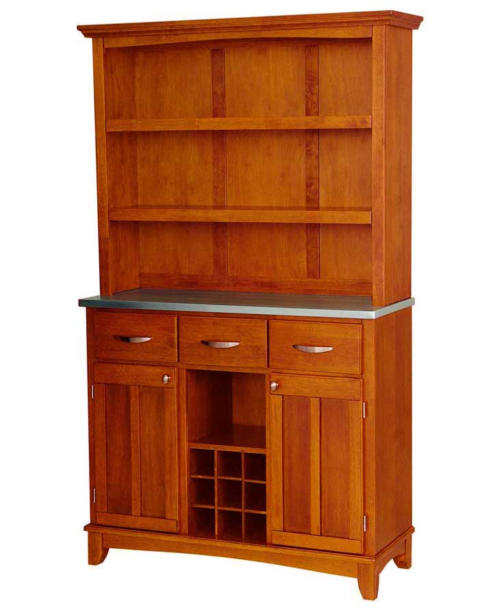 Home Styles Cottage Oak-Stainless Steel Top Buffet with Open Hutch ...