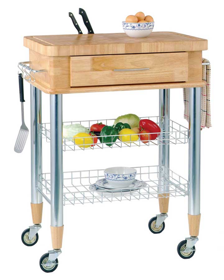 Home Styles Chefs Classic Expeditor Metal and Wood Kitchen Cart - Basic ...