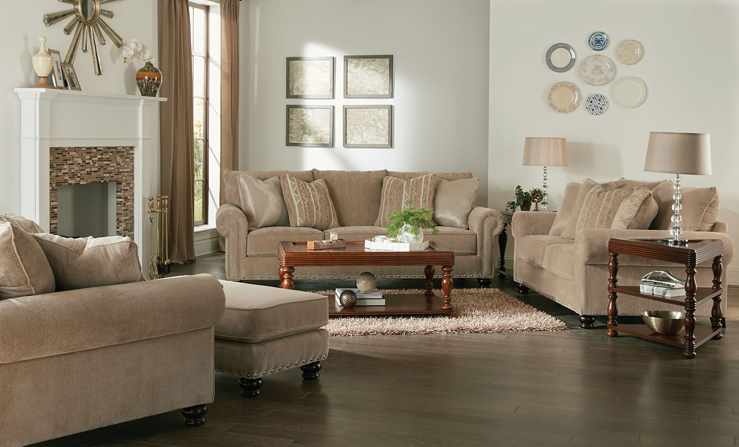 Jackson Avery Sofa Set - Putty JF-3261-SOFA-SET-Putty at Homelement.com