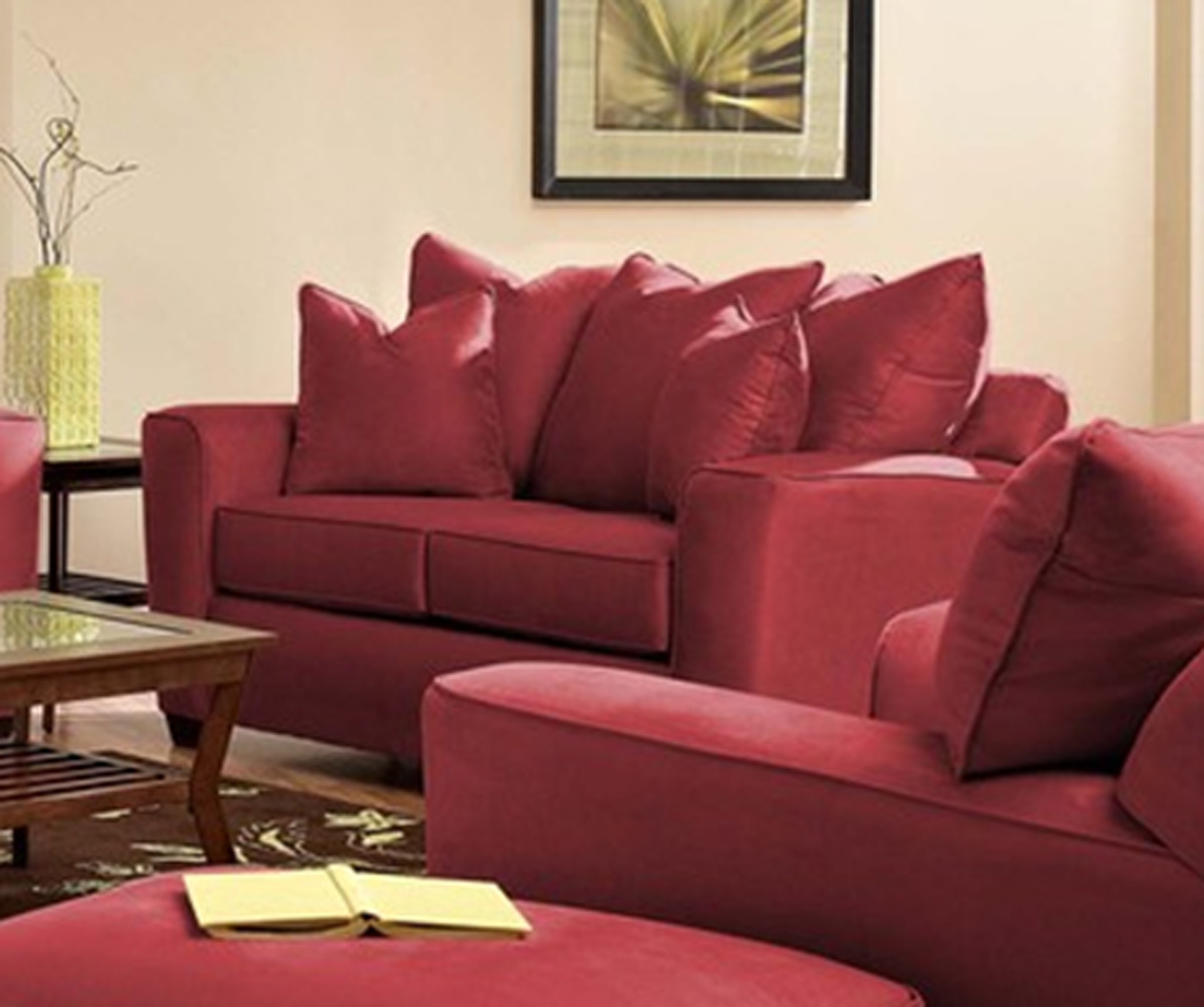 Klaussner Heather Sofa Set - Microsuede Cinnabar KL-E56044-Cinnabar ...