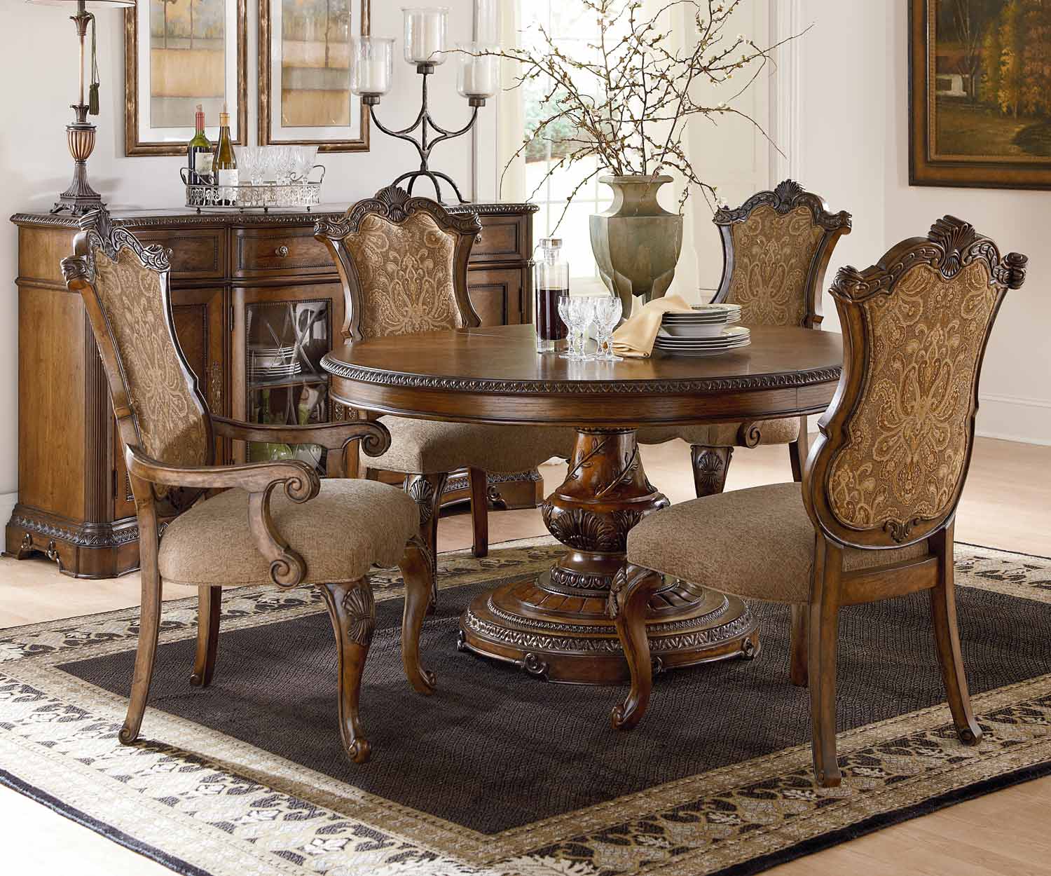 Legacy Classic Pemberleigh Round/Oval Dining Set with Upholstered Chair ...
