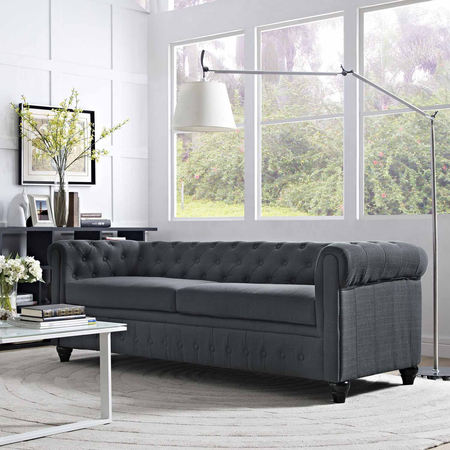 Modway Earl Fabric Sofa - Gray MW-EEI-1414-GRY at Homelement.com