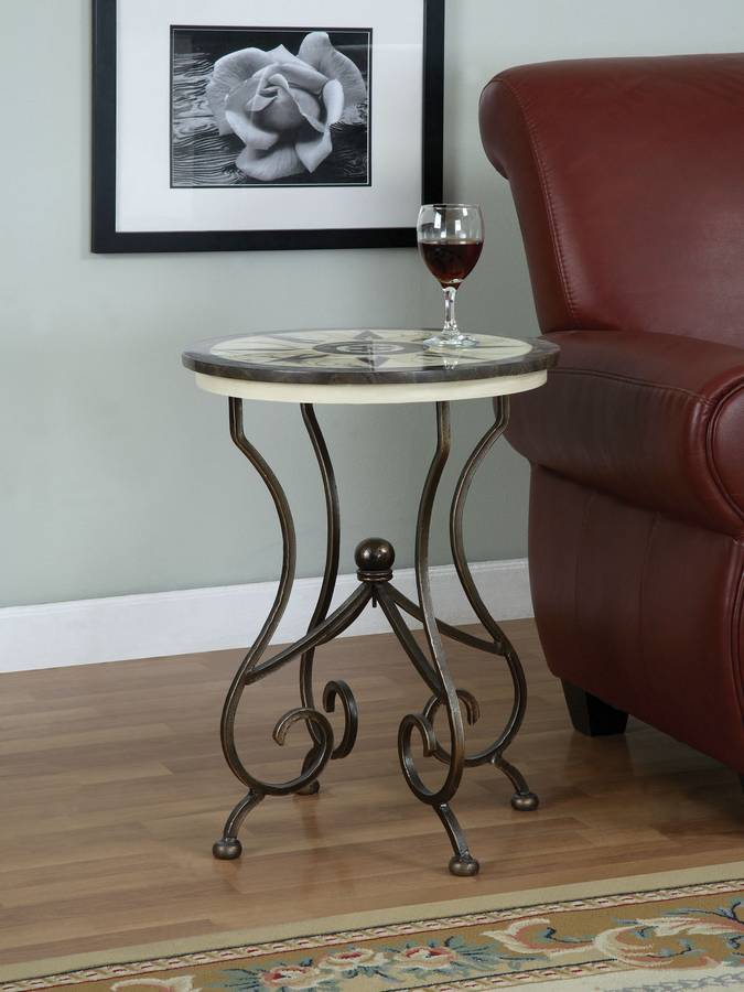 Powell Masterpiece Compass Pattern Round Accent Table PW-382-269 at ...