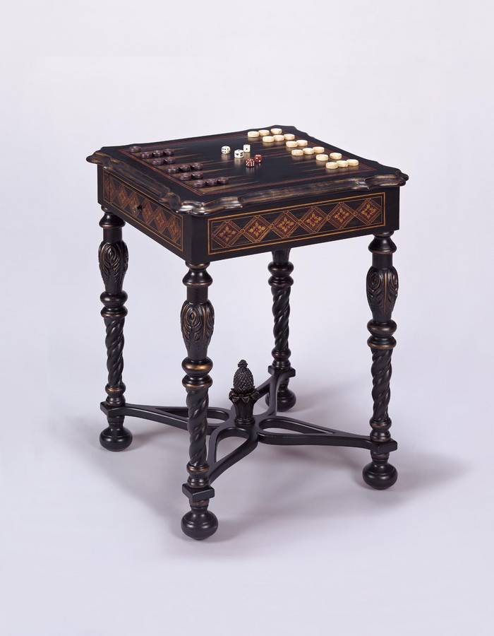 Powell Masterpiece Antique Black Game Table with Game Pieces PW-465-207 ...