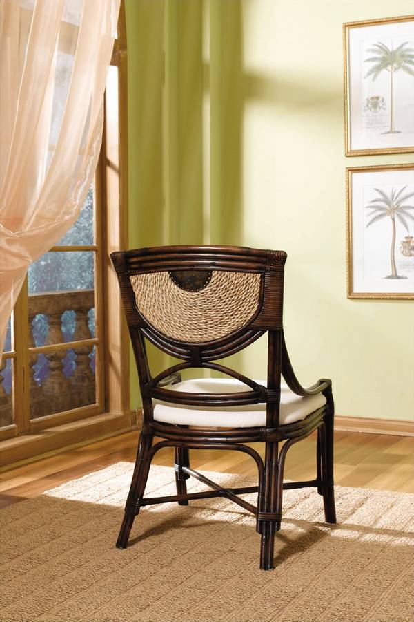 Powell Carmel Dark Mahogany and Natural Seagrass Dining Chair PW-965 ...