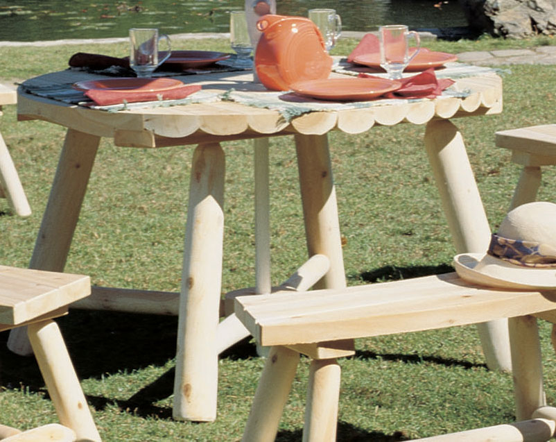 Rustic Cedar Cedar Looks Round Table with Umbrella Hole RC-13A at ...