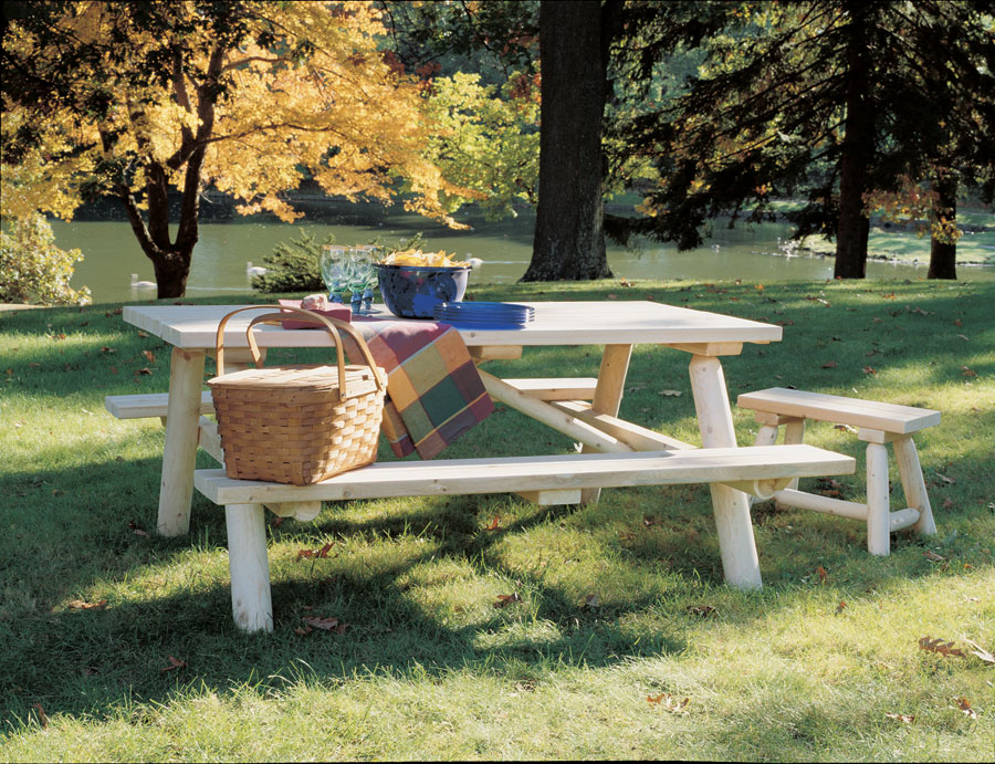Rustic Cedar Cedar Looks Log Picnic Table RC-21 at Homelement.com