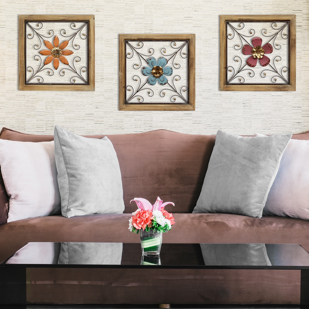 Stratton Home Decor Floral Square Wall Decor - Multi S01876 at ...