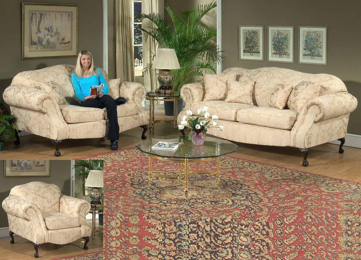 Triad Upholstery Queen Elizabeth Sofa Set - Madison Straw 2000-SLC-MS ...
