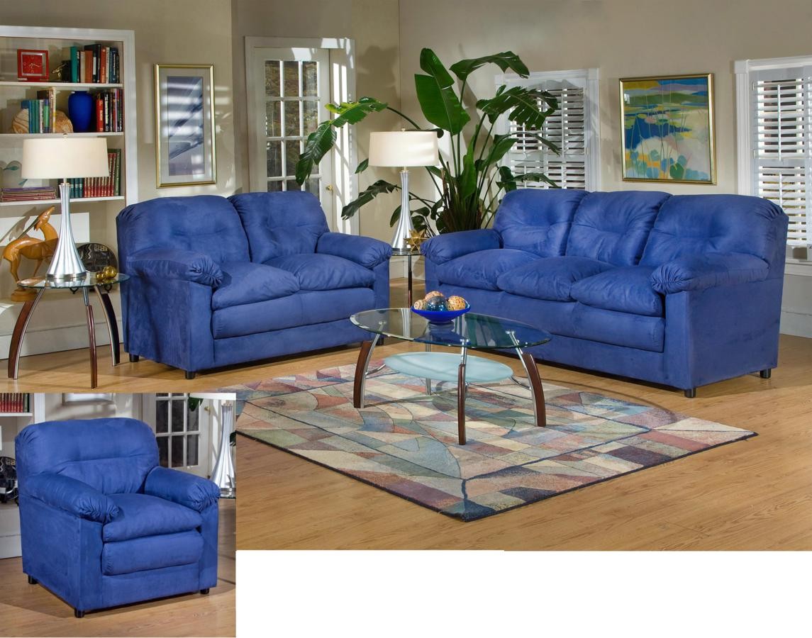 Triad Upholstery Lisa Sofa Set - Cobalt Blue 6300-CB-SET at Homelement.com