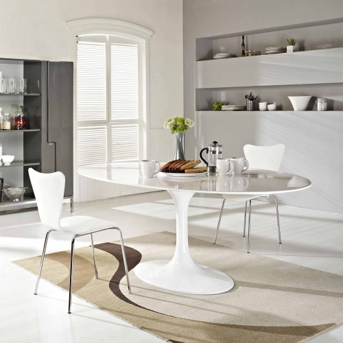 Modway Lippa 78 Fiberglass Dining Table White